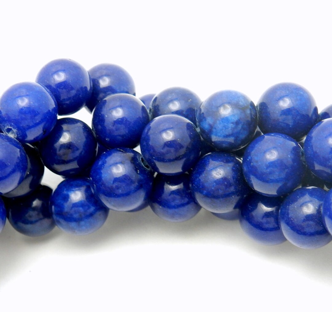 Dark Blue Quartz Beads - 8mm Round Blue Quartz Beads - 1 STRAND (S89B5 ...