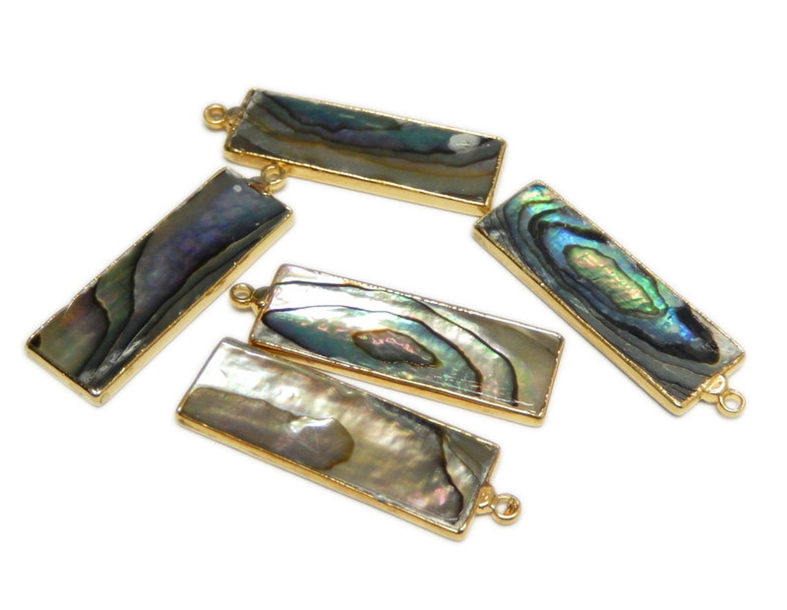 Abalone Bar Pendant With Electroplated 24k Gold Edge | Etsy