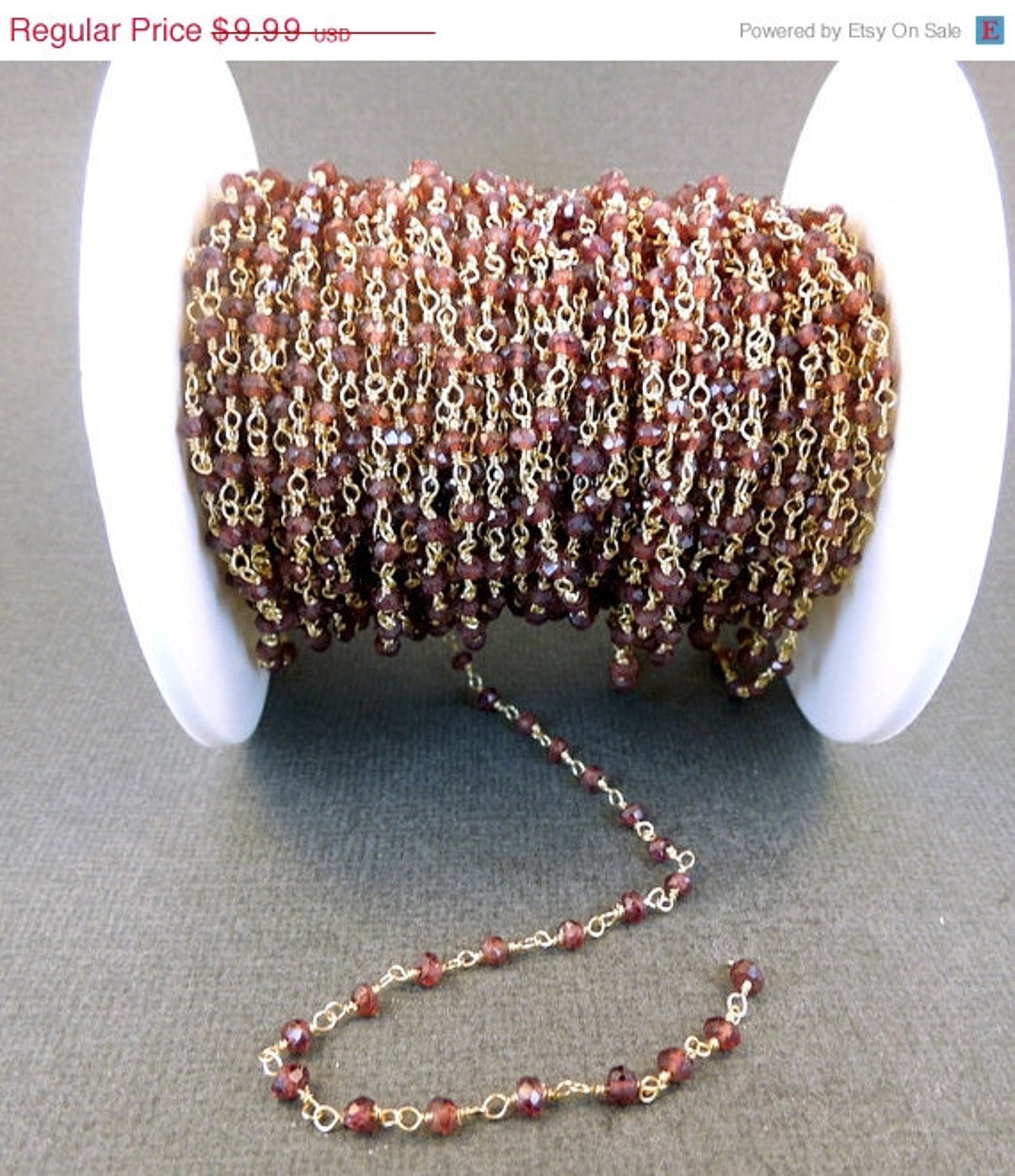 Garnet Wire Wrapped Beaded Gold Rosary Style Chain by FOOT | Etsy