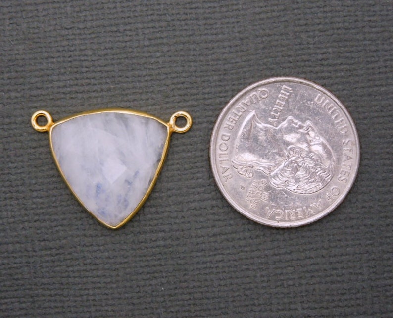 Rainbow Moonstone Trillion Cut Double Bail Pendant- 19mm Gold Over ...