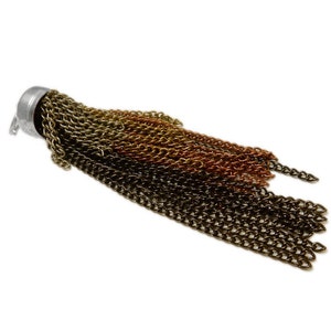 Multi-colored Chain Tassel Pendant With Silver Toned Brass Cap and Bail ...