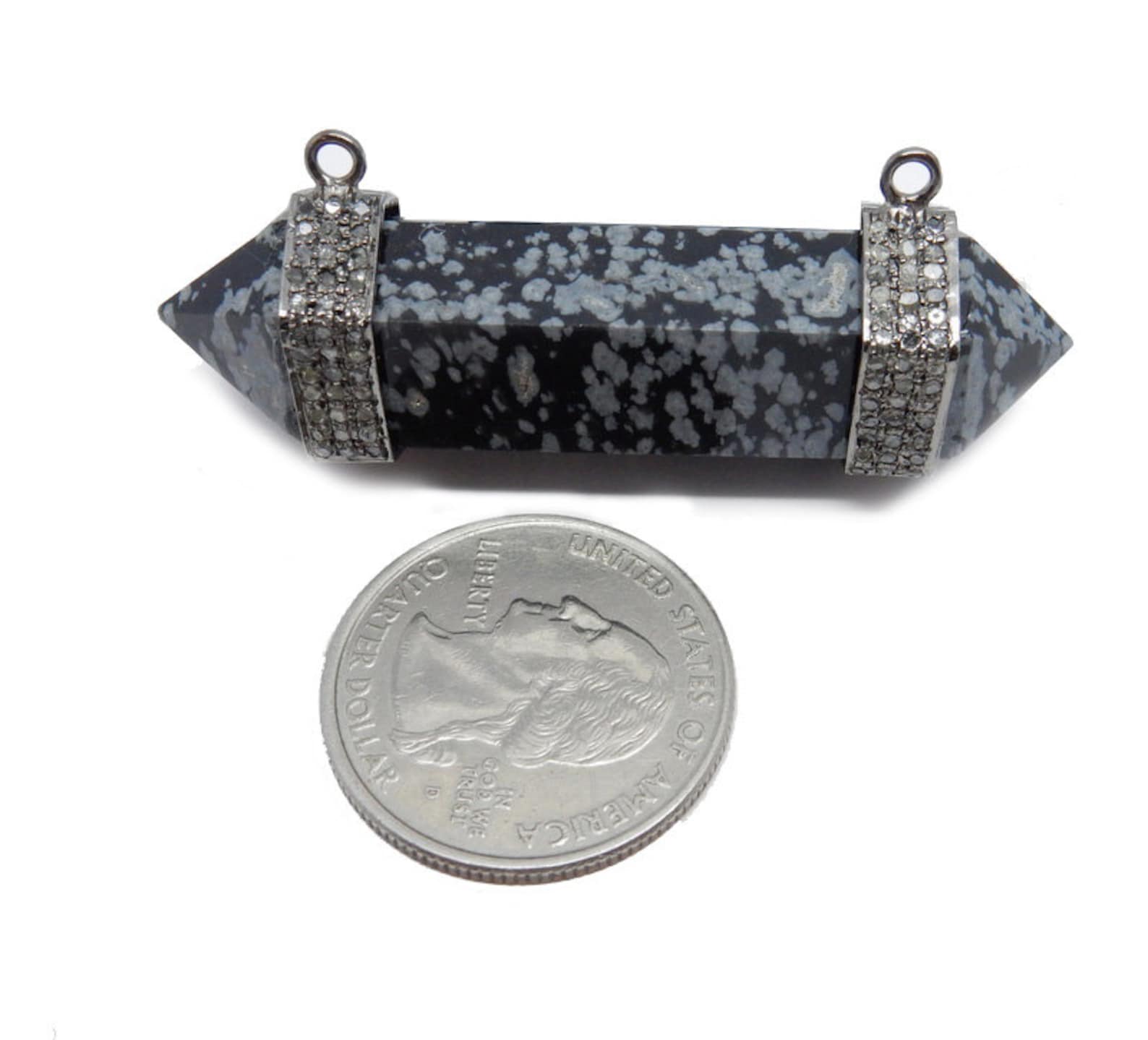 Pave Diamond Snowflake Jasper Double Terminated Point Double | Etsy