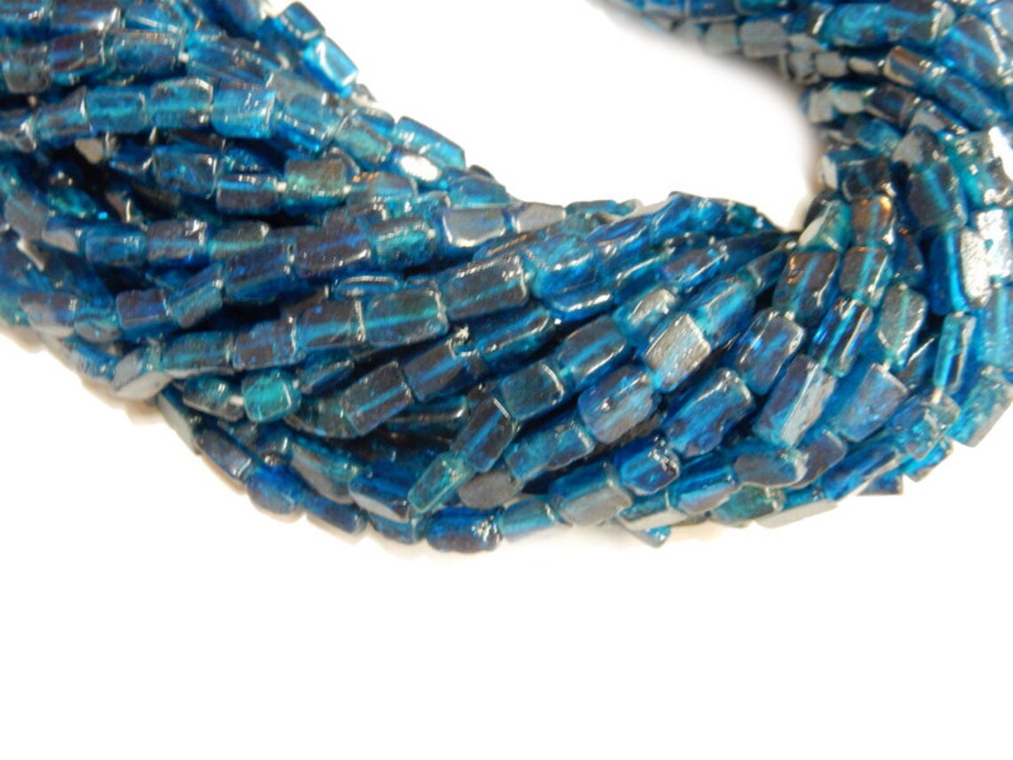 Blue Quartz Rectangle Beads -- 4-8mm Beads -- ONE FULL STRAND (S102B9 ...