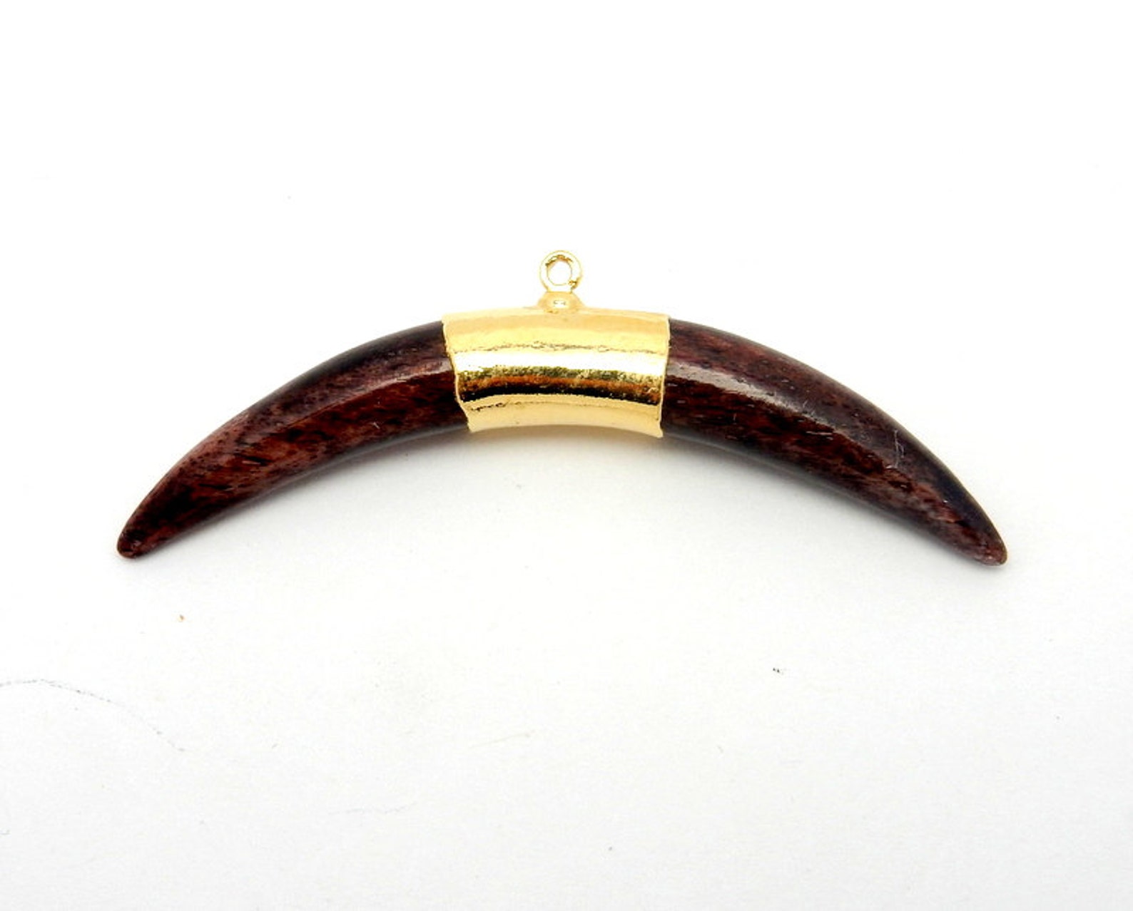 Brown Bone Sideways Horn Double Bail Pendant With - Etsy