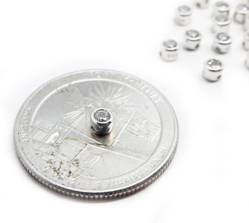 Tiny Sterling Silver Cast Single Rhinestone Charm Pendant - Etsy