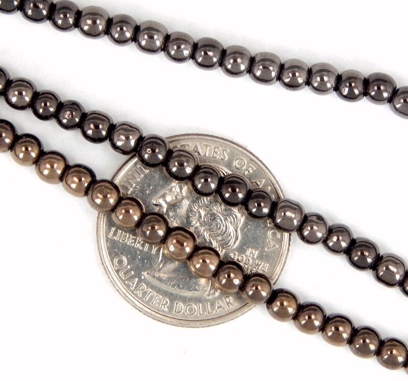 Shiny Brown Hematite Beaded Strand 4mm Beads 1 STRAND - Etsy