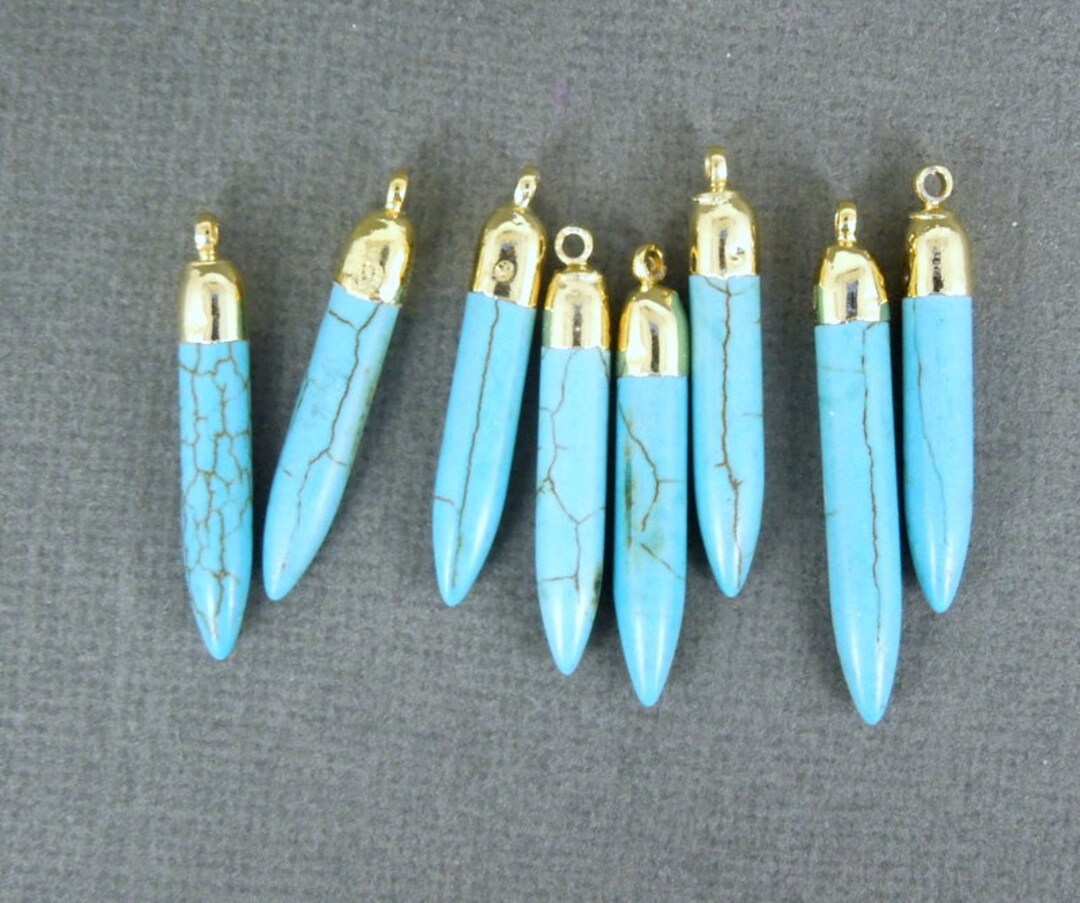 Horn Spike Anhänger Charm mit 24k gold galvanisierter Kappe - Türkis ...