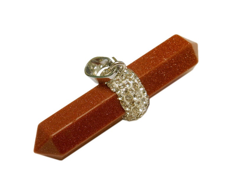 Goldstone Point Pendant - Large Thin Double Terminated Gemstone Nugget ...