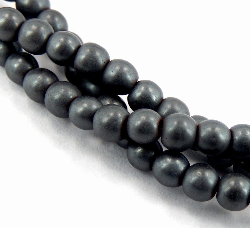 Round Hematite Beaded Strand - 4mm Bead - 1 STRAND (S67B2-01) - Etsy