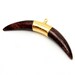 Brown Bone Sideways Horn Double Bail Pendant With Electroplated 24k ...