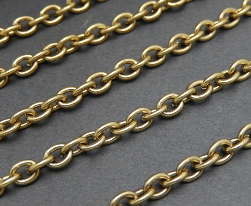 Cable Chain Antique Gold Toned Link Wire Cable Chain - Etsy