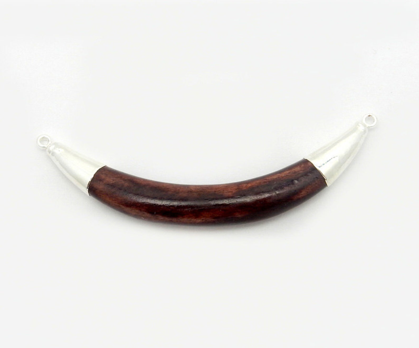 Petite Brown Bone Sideways Horn Double Bail Pendant With Electroplated ...