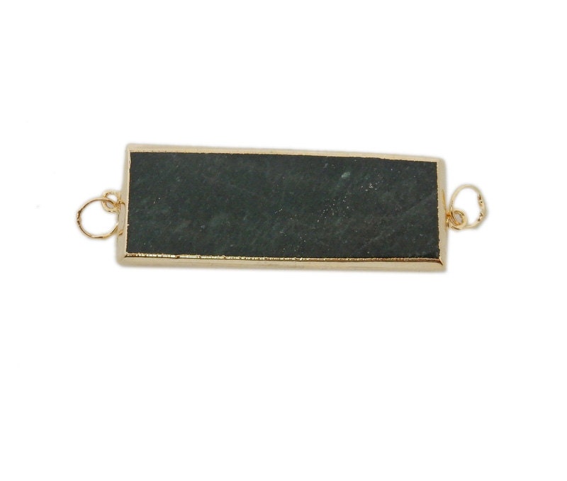 Aventurine Gemstone Bar Double Bar Pendant With Electroplated 24k Gold ...