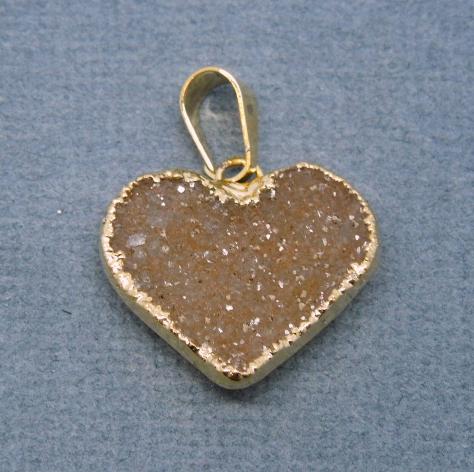 Heart Druzy Druzzy Drusy Heart Pendant Charm With 24k Gold - Etsy