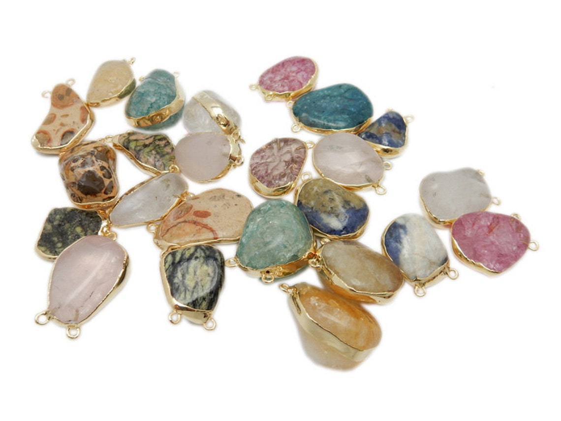 Sodalite Tumbled Stone Double Bail Pendant With Electroplated - Etsy