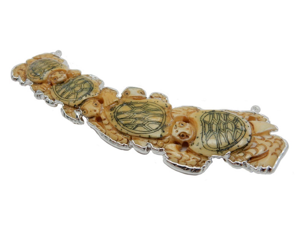 Turtle Connector JUMBO White Bone Turtle Double Bail Pendant With ...