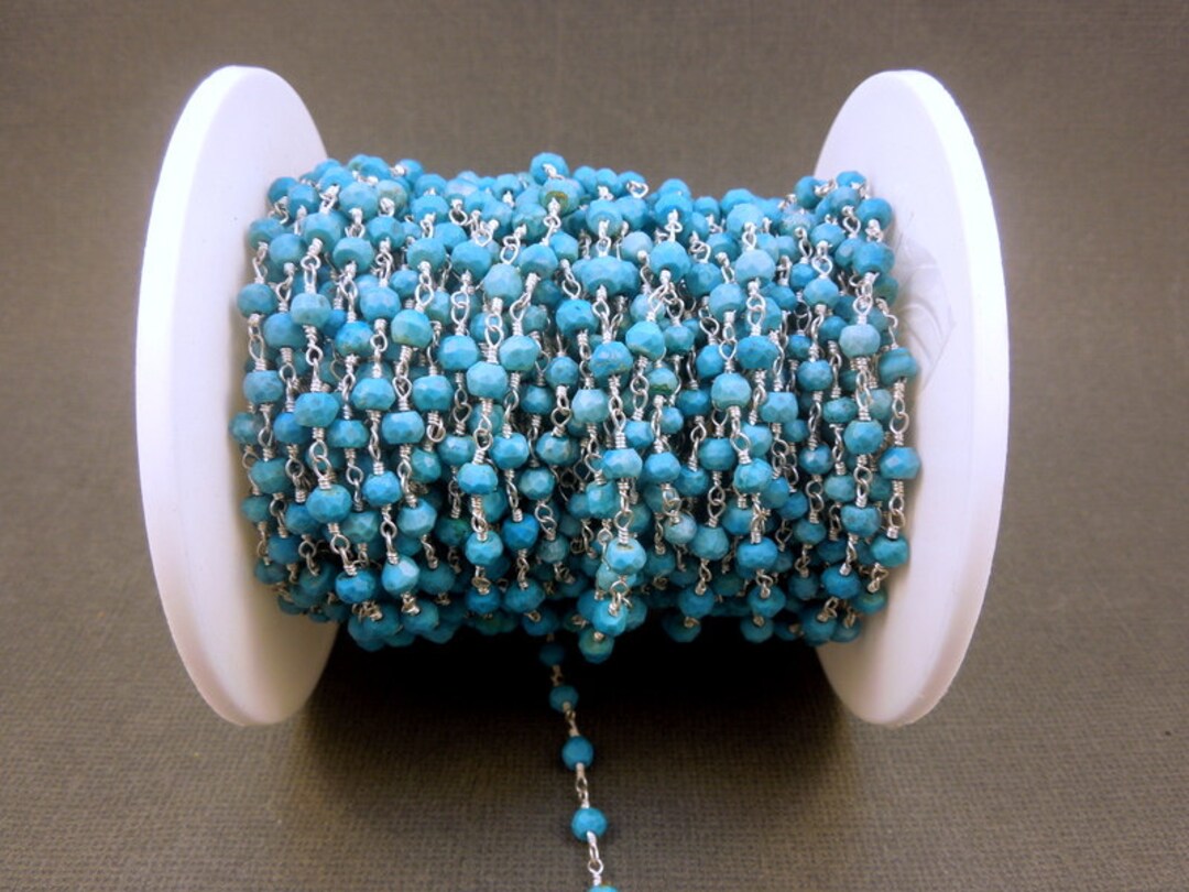 Turquoise Sterling Silver or Plated You Choose Wrapped Chain - Delicate ...