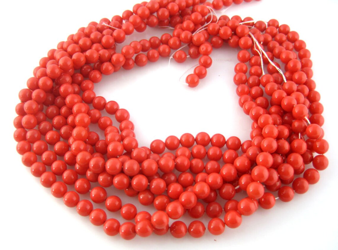 Coral Color Beads-- Dark Pink Dyed Coral Color Round 9mm Beads -- 1 ...