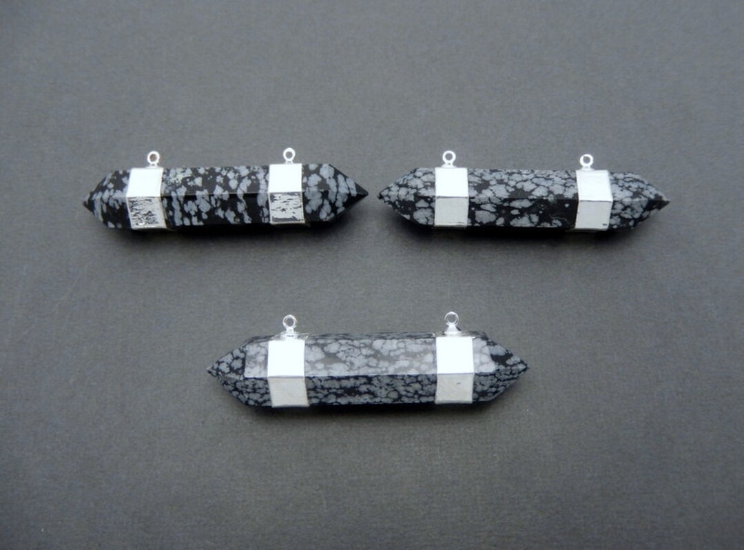 Snowflake Jasper Double Terminated Point Pendant -- Double Bail Pendant ...