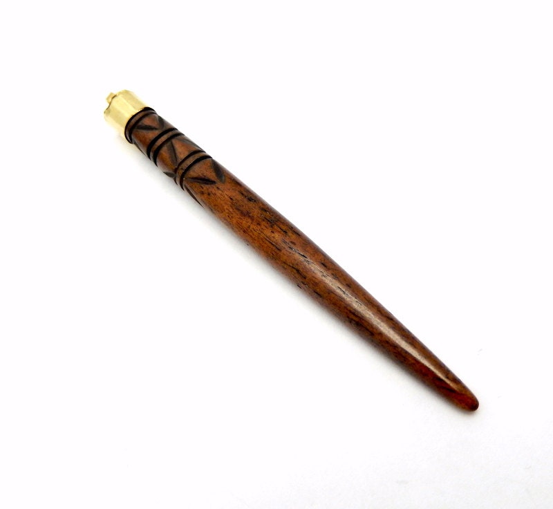 Brown Bone Carved Spike With Gold Toned Brass Cap S95B8-01 - Etsy