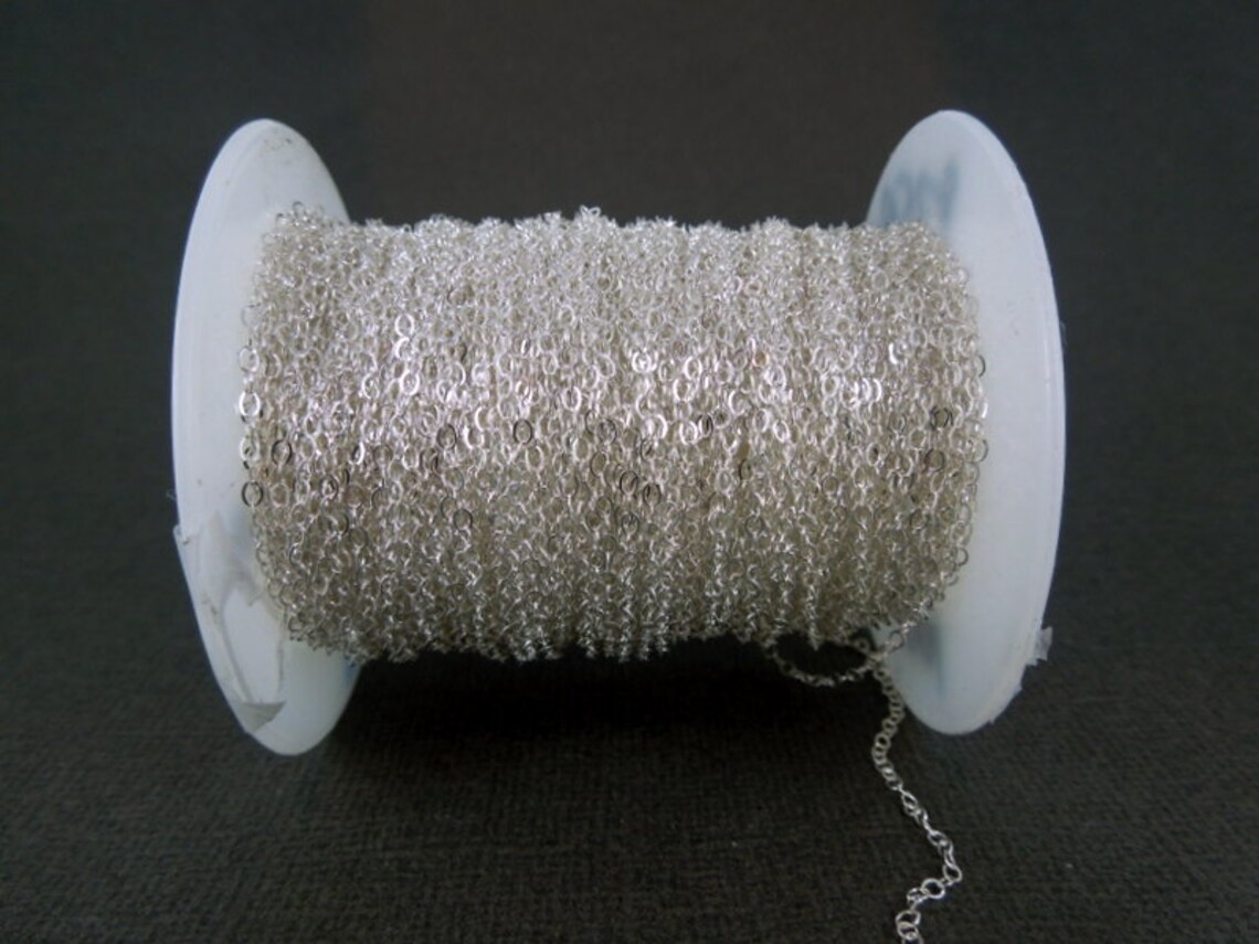 Sterling Silver Chain Flat Cable Chain 1.3mm-- by FOOT - Etsy
