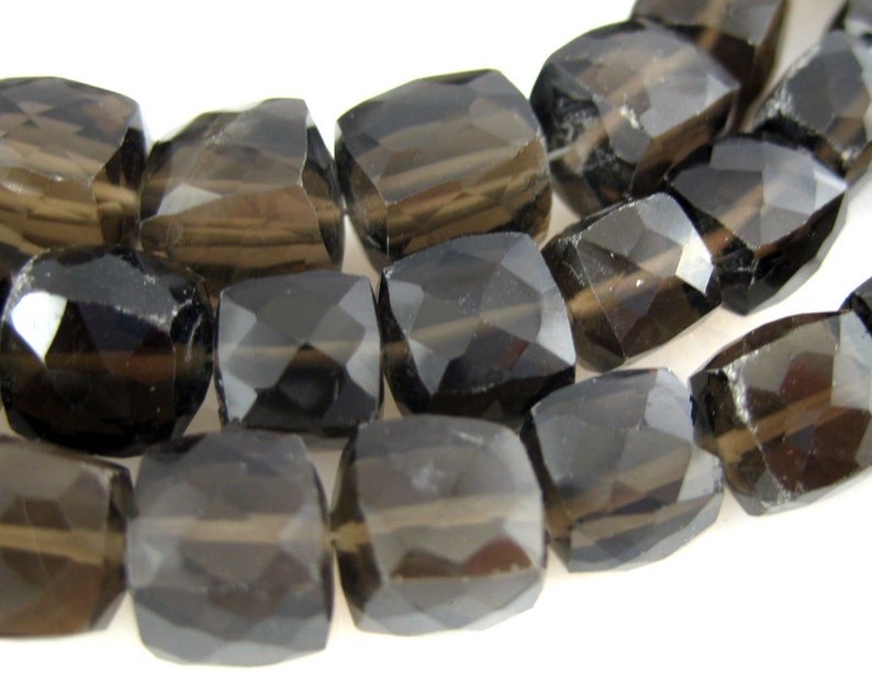 Smokey Quartz Beads Smokey Quartz Faceted Cube Beads 1 - Etsy