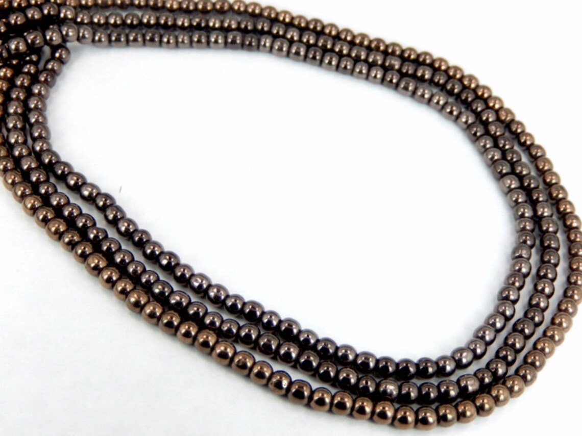 Shiny Brown Hematite Beaded Strand 4mm Beads 1 STRAND - Etsy