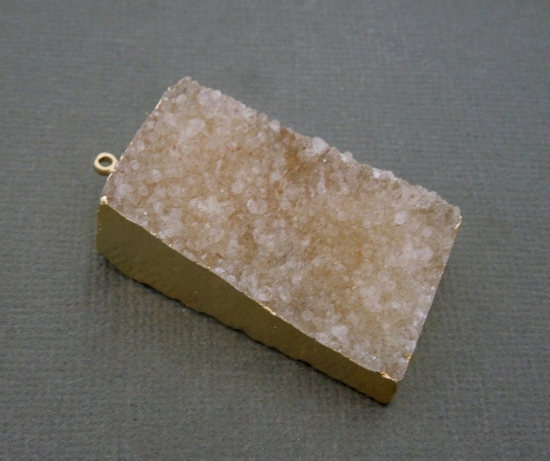 Light Colored Amethyst Druzy Drusy Rectangle Pendant With 24k - Etsy