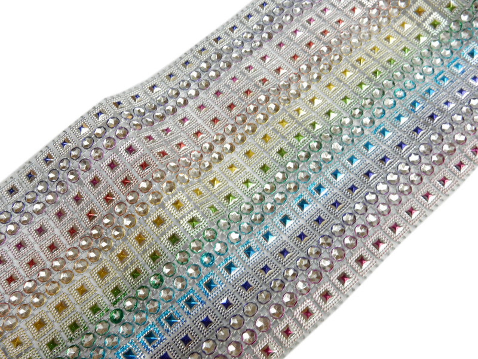 Ribbon 3ft Silver Rainbow Square and Round Sequin Ribbon - Etsy