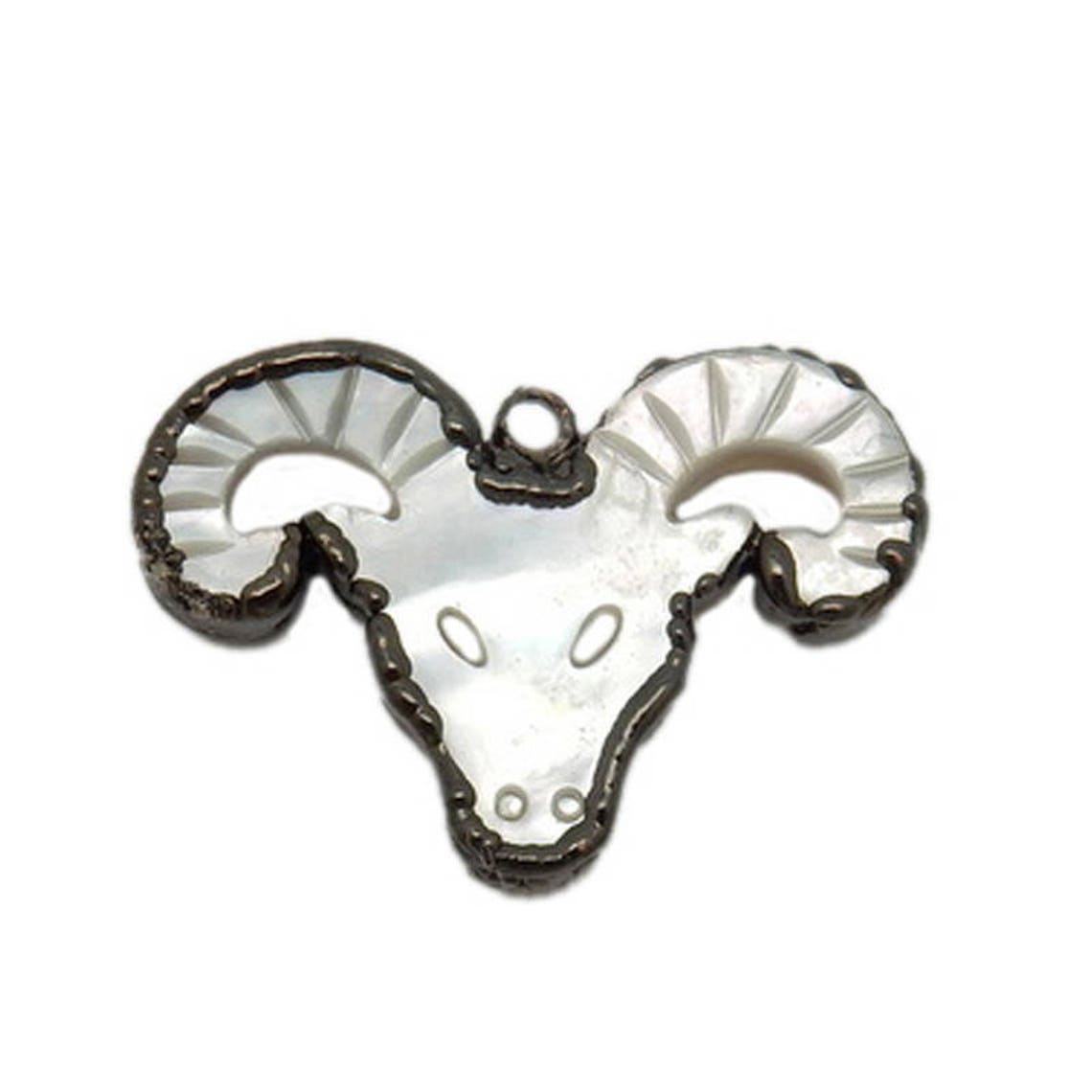 Pearl Ram Pendant With Electroplated 24k Gold Gun Metal or - Etsy