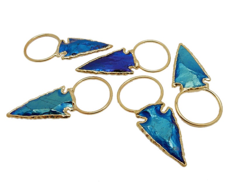 Fancy Titanium Mystic Blue Arrowhead Pendant With Electroplated 24k ...