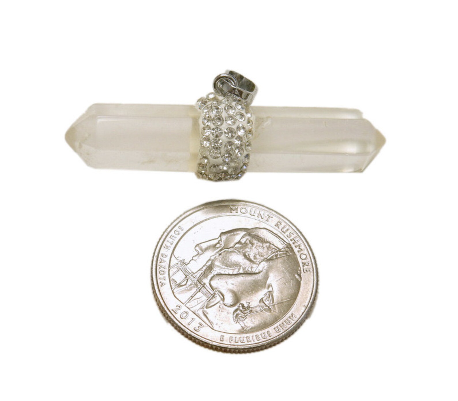 Crystal Quartz Point Pendant - Large Thin Double Terminated Gemstone ...
