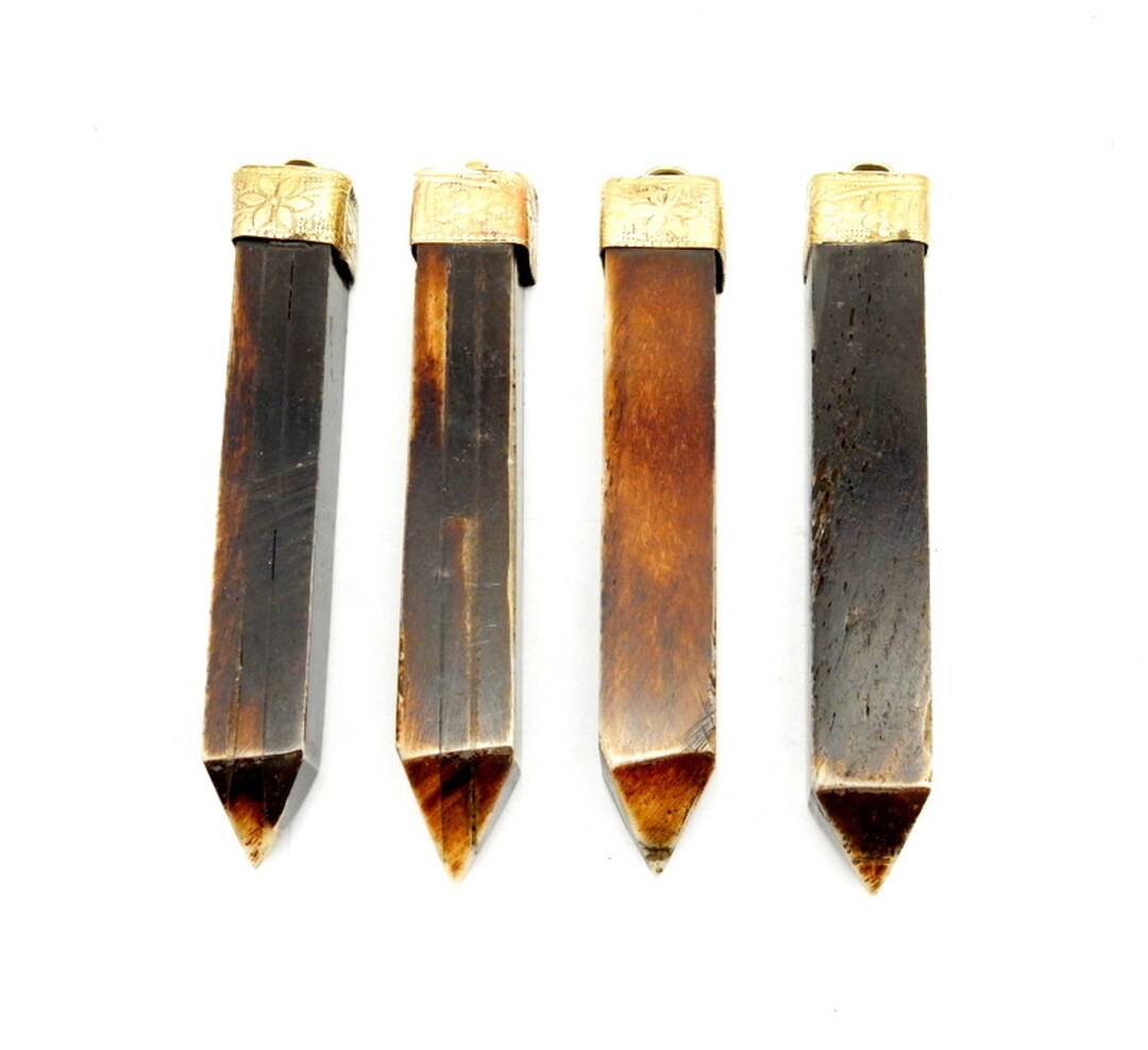 Brown Bone Spike Pendant With Brass Repousse Cap (S10B7-01) - Etsy