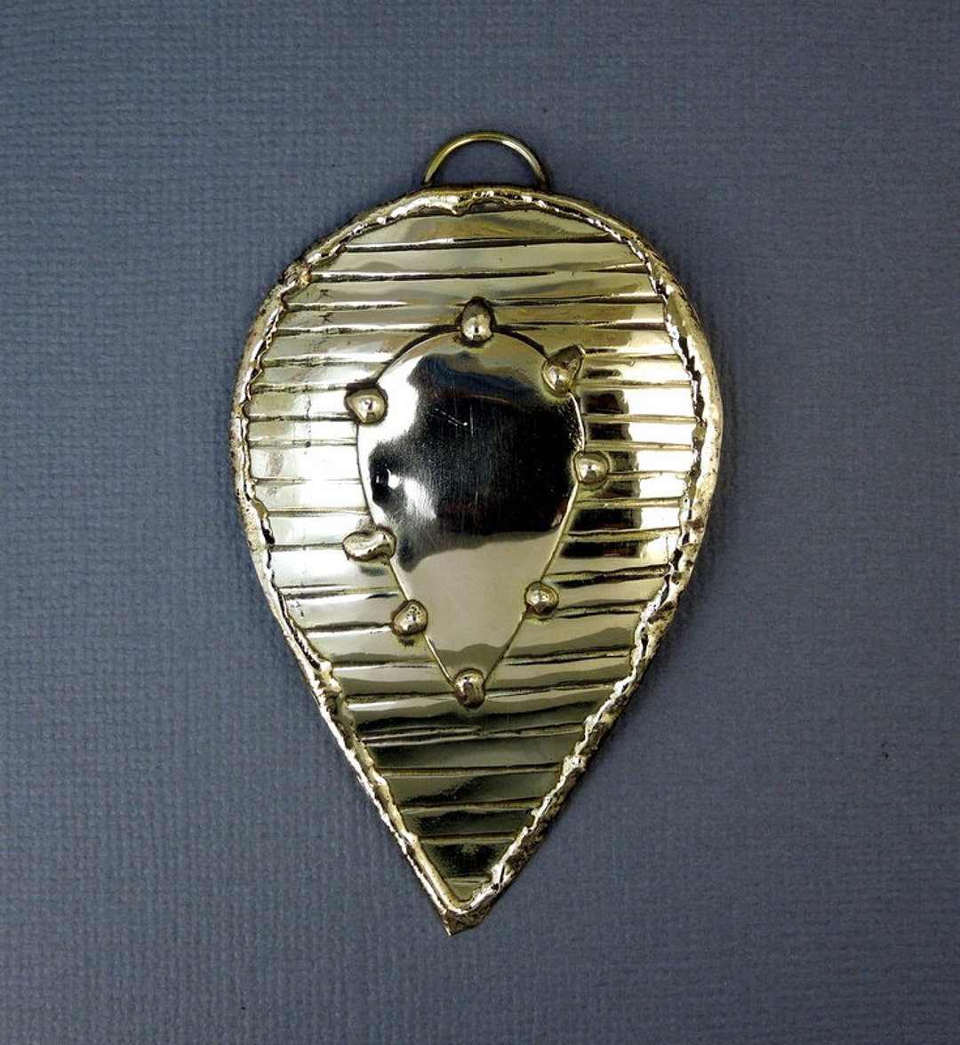 Tibetan Brass Pendant- Brass Engraved Shield Pendant (S53B13-03) - Etsy