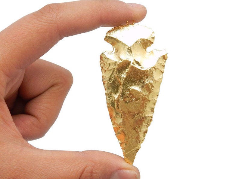 Large Arrowhead Dipped in 24k Gold Electroplated Pendant Charm -made in ...