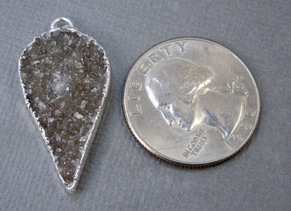 Druzy Drusy Druzzy Teardrop Charms Pendants Edged in Sterling - Etsy