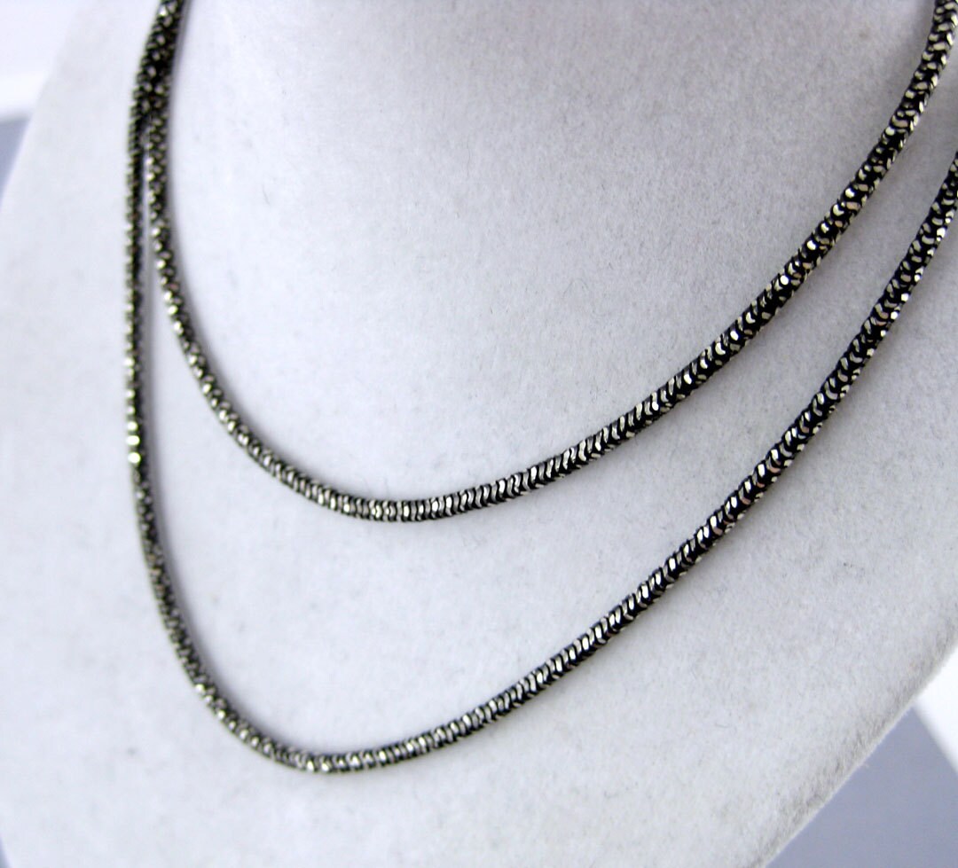 Sterling Silver 18" Two Tone Gun Metal/ Silver Finished Snake Chain ...