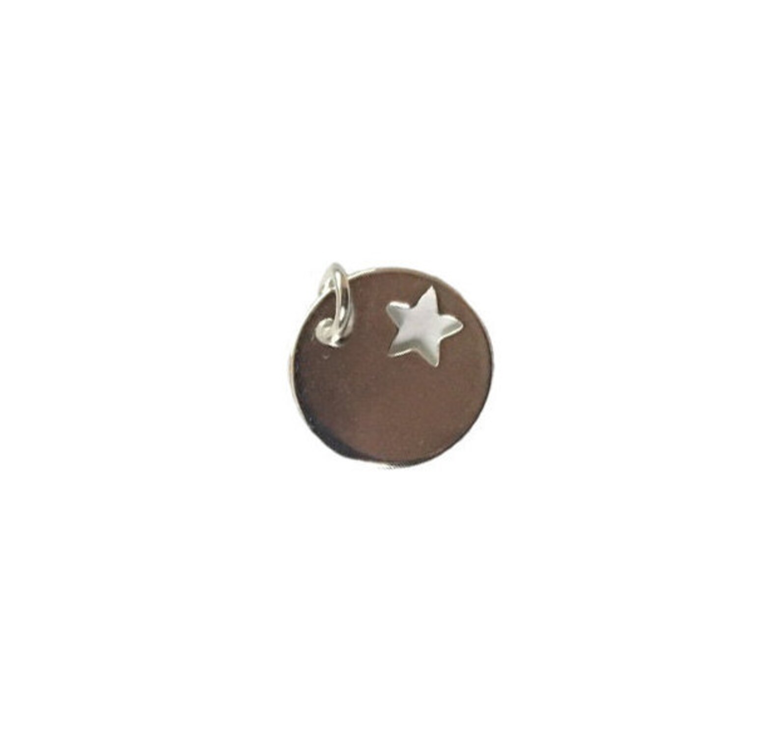 Round Star Charm Tiny Sterling Silver Round Star Charm - Etsy