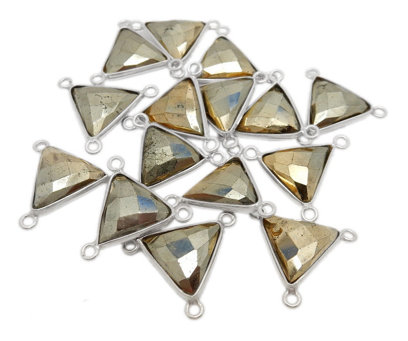 Pyrite Station Triangle Triple Bail Connector 15mm Sterling - Etsy