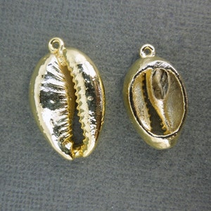 Cowrie Shell-- 24k Gold Electroplated Dipped Cowrie Shell Charm Pendant ...