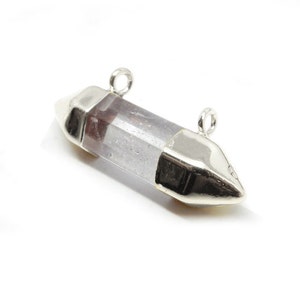 Double Terminated Crystal Quartz Double Bail Pendant With Electroplated ...