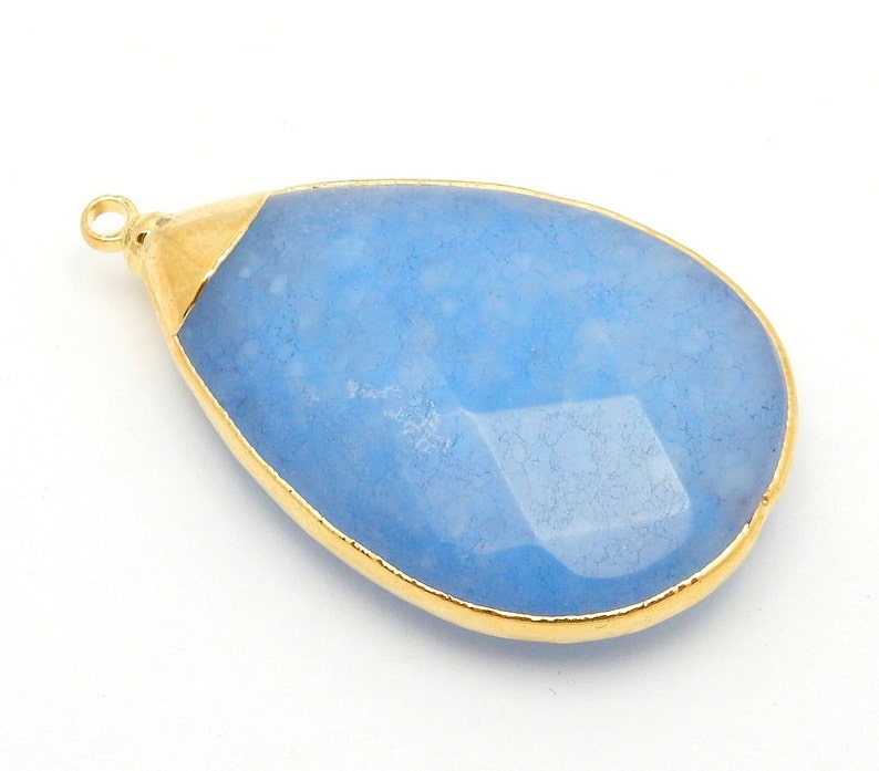 Powder Blue Jade Quartzite Drop Pendant Charm With 24k | Etsy