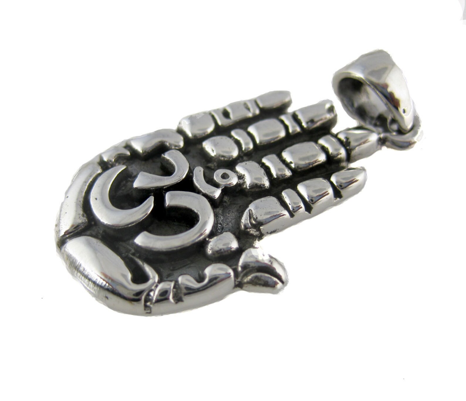 Hand of Buddha Charm- Sterling Silver Hand of Buddha With OM Symbol ...
