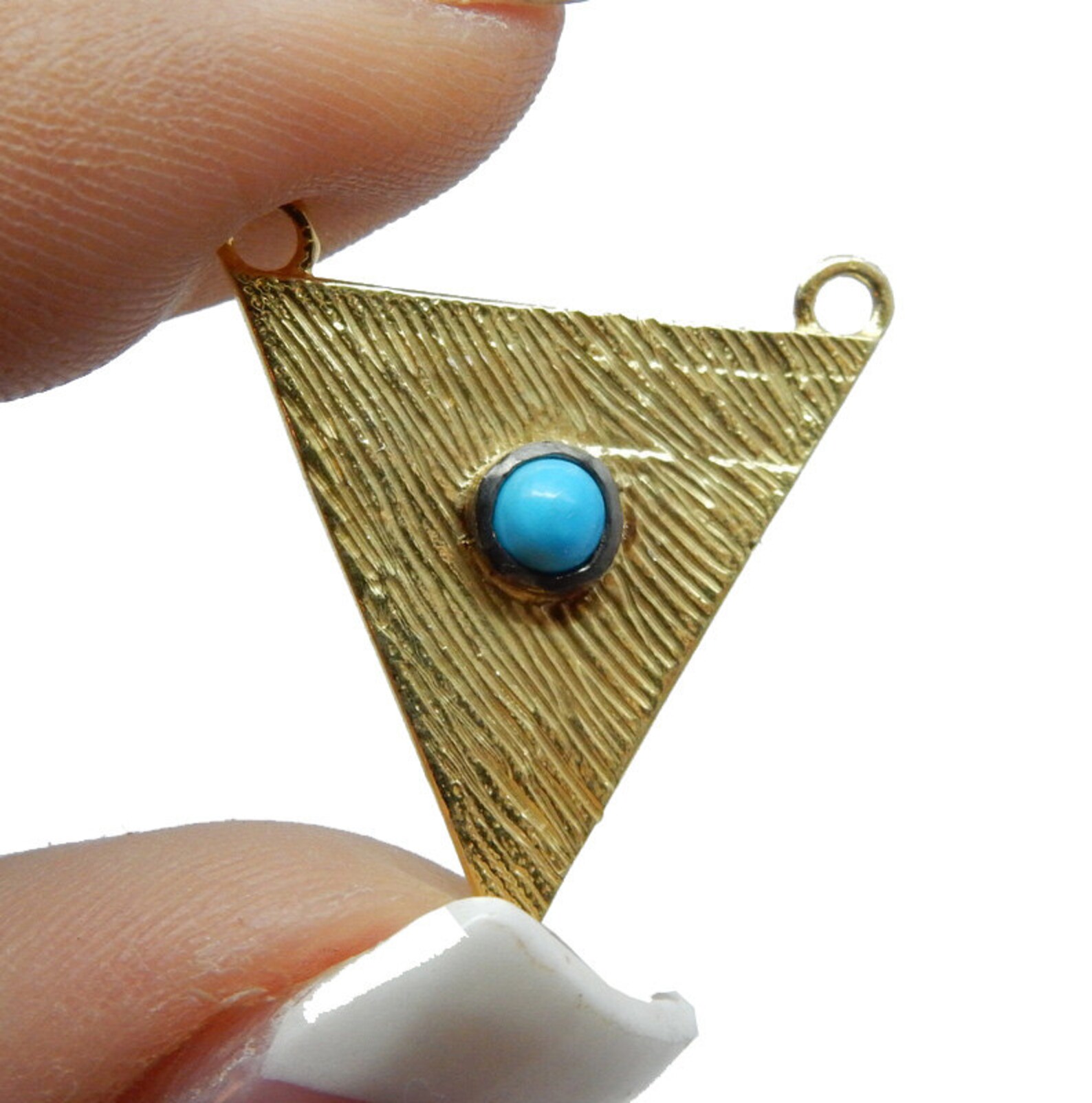 Hammered Triangle Double Bail Bezel Pendant Gold Over Sterling With ...