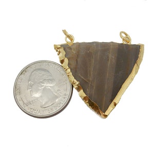 Jasper Triangle Double Bail Pendant With Electroplated 24k Gold Edge ...