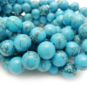 Blue Howlite Beads -- FIVE (5) STRANDS - Beautiful - 10mm Round Howlite ...