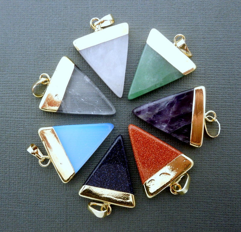 Gemstone Triangle Pendant 31mm X 26mm Amethyst Triangle - Etsy