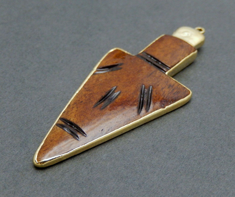 Brown Carved Bone Arrowhead With 24k Electroplated Gold Cap - Etsy
