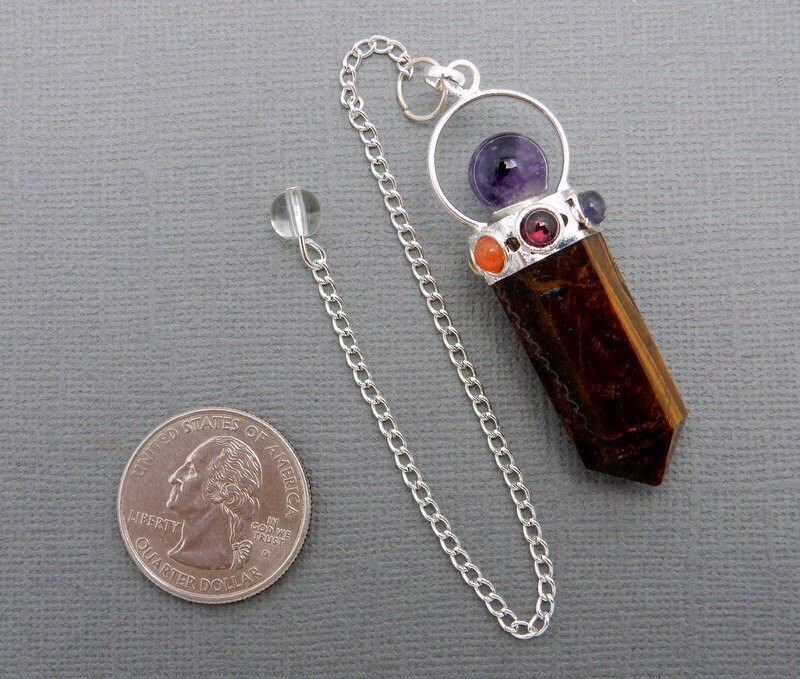 Tiger Eye Chakra Pendulum Pendant With Silver Plated Bezel Cap | Etsy