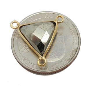 Pyrite Station Triangle Triple Bail Connector - 15mm Gold Over Sterling ...